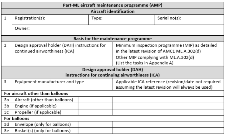 AMC2 ML.A.302 Aircraft maintenance programme